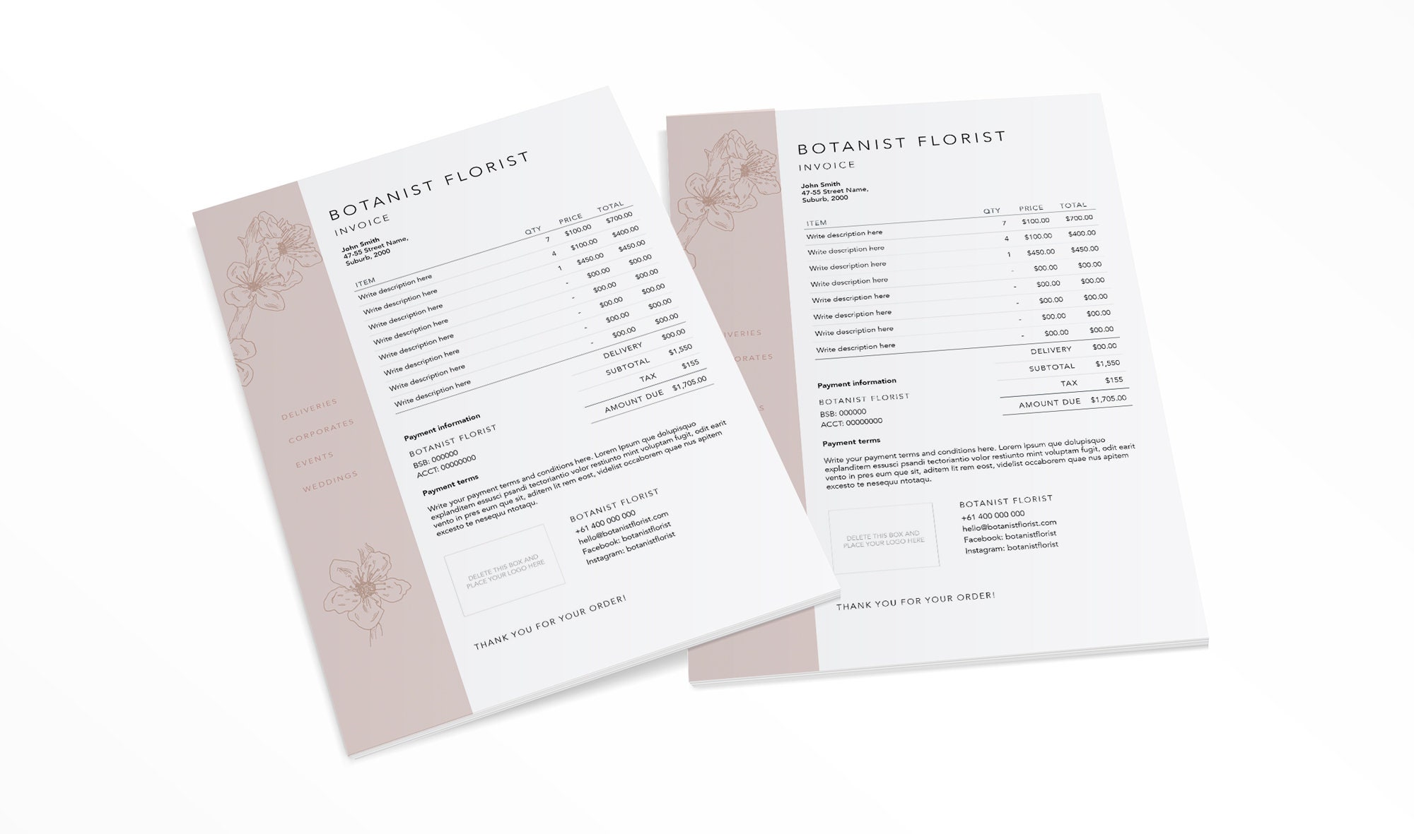 Florist Invoice Template Invoice Design Receipt MS Word Invoice ...