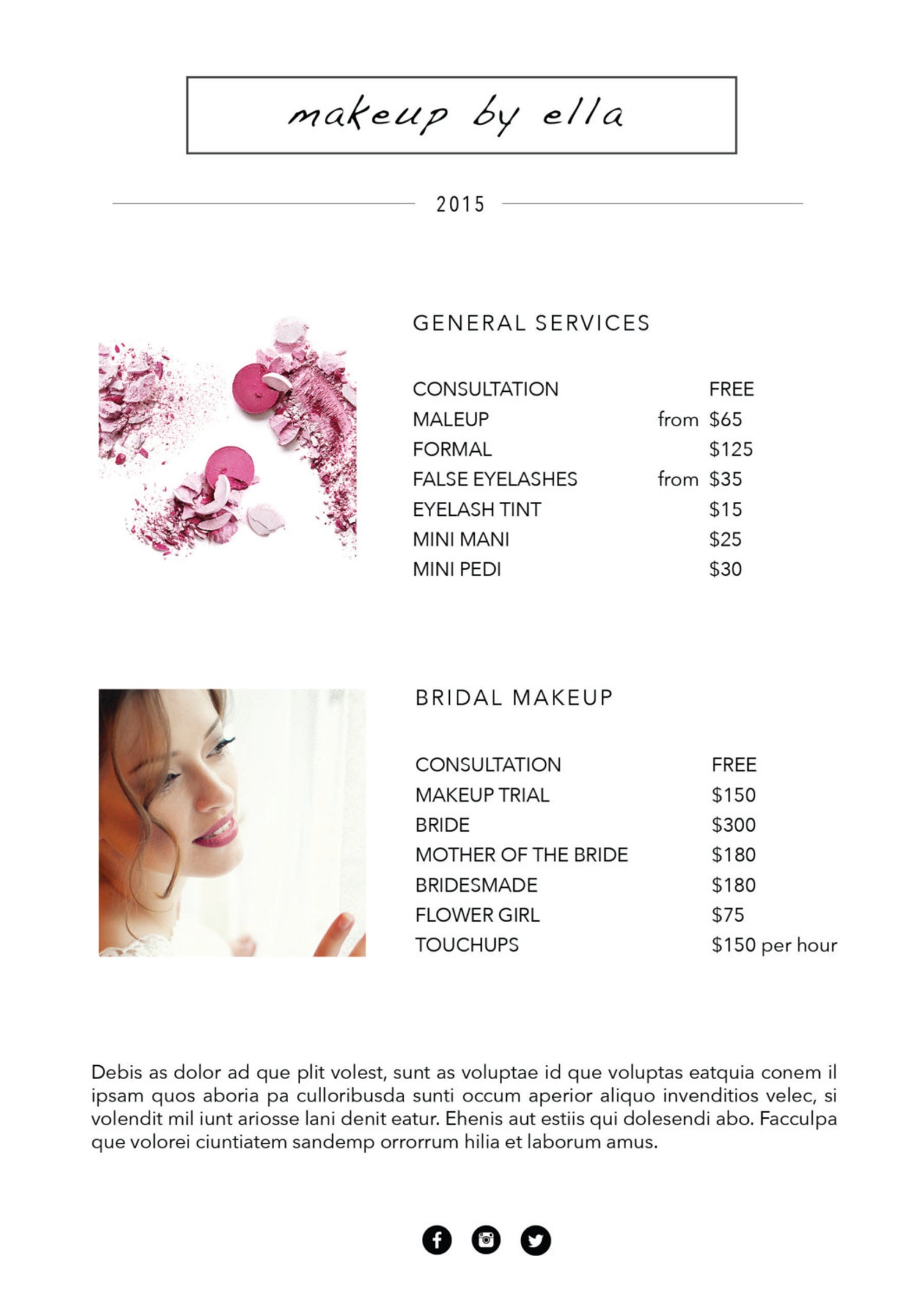 Makeup Price List | Price Guide Design | Template - Etsy Australia