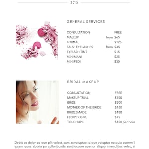 Makeup Price List | Price Guide Design | Template - Etsy Australia