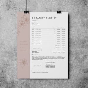 Florist Invoice Template Invoice Design Receipt MS Word Invoice ...