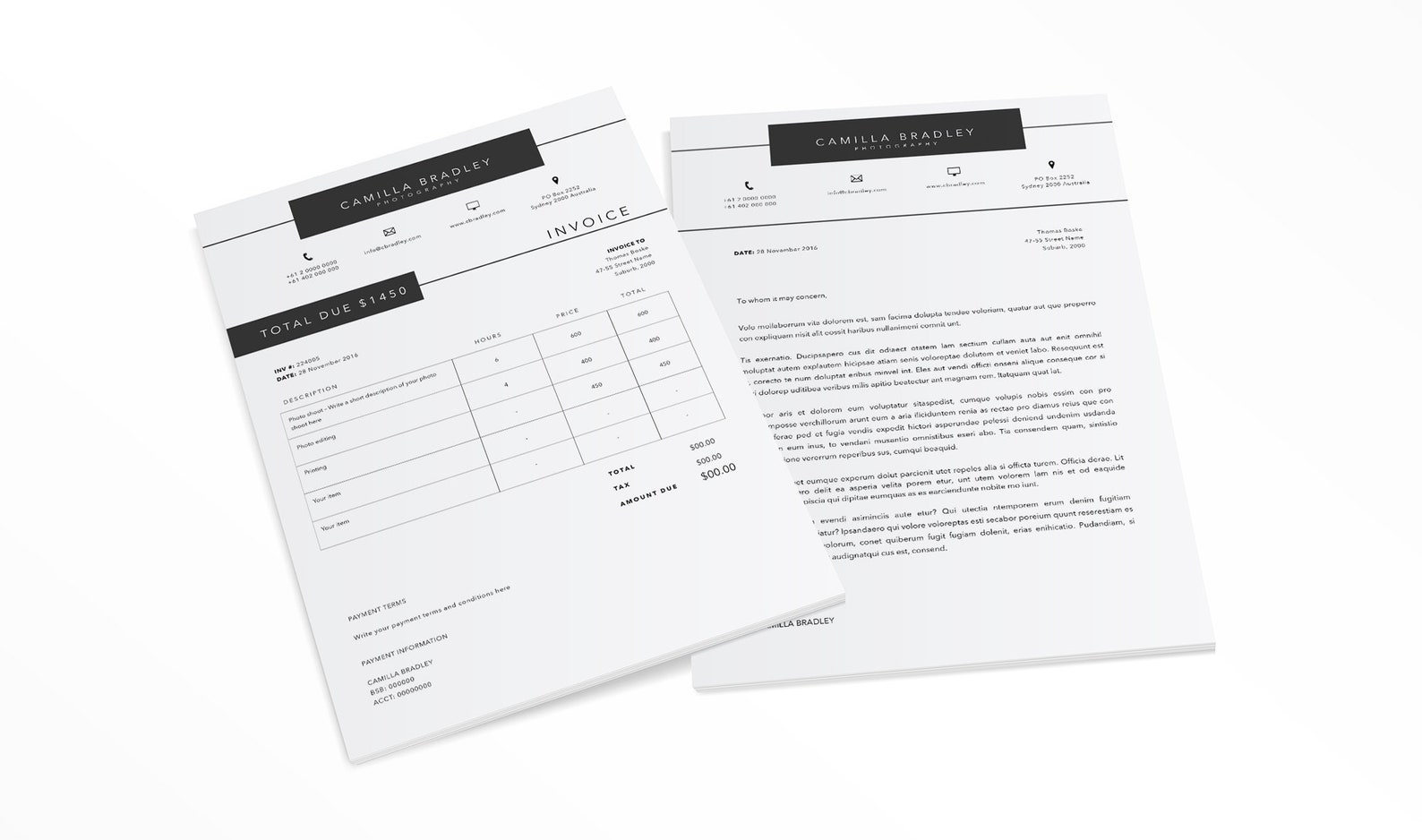Invoice And Letterhead Branding Kit Bradley Branding Kit Etsy Australia invoice-and-letterhead-branding-kit-bradley-branding-kit-etsy-australia