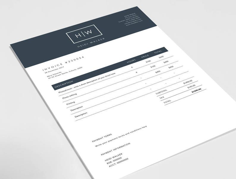 Photographer Invoice Template | Invoice Design | Receipt Template ...