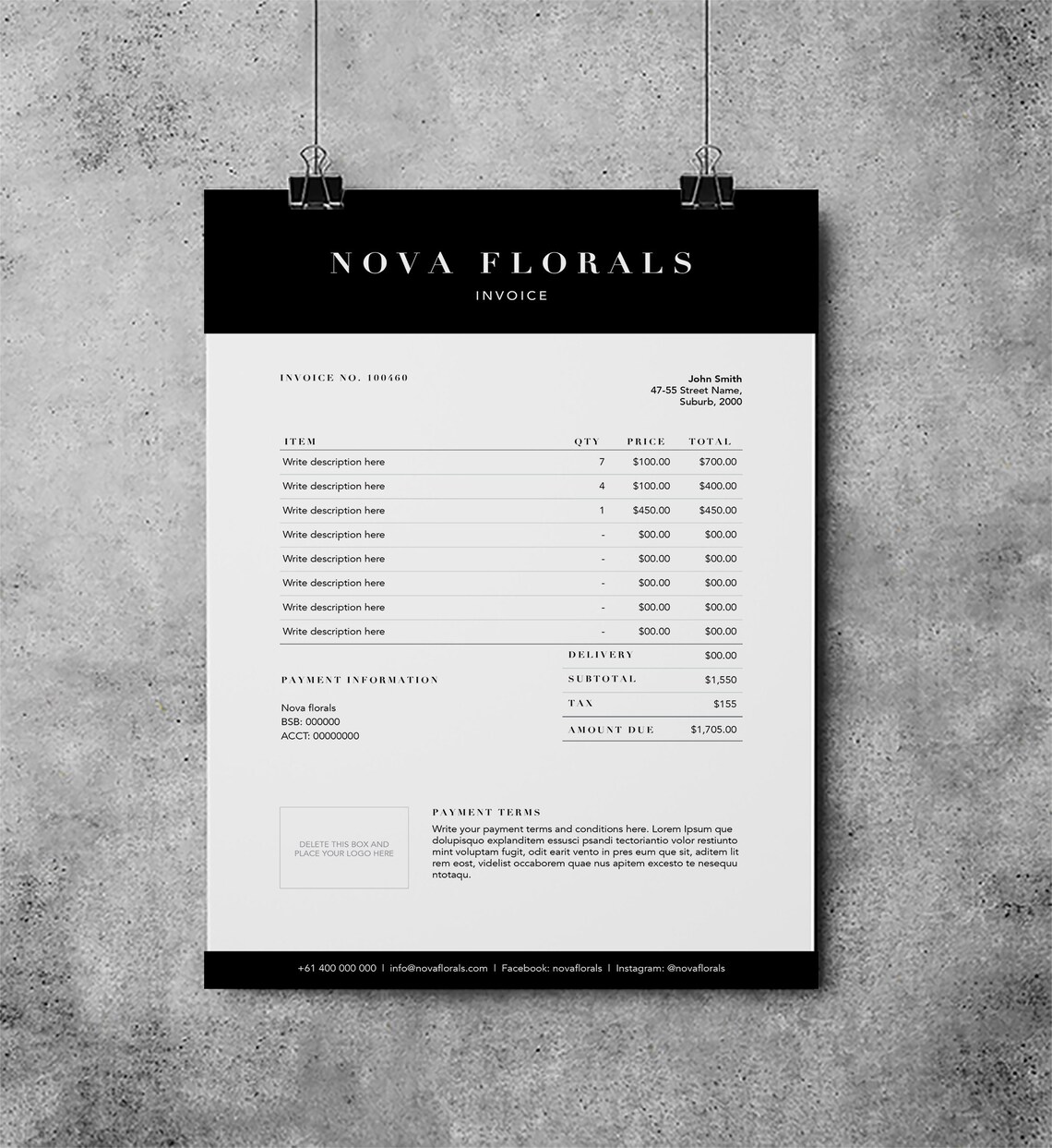 Florist Invoice Template | Invoice Design | Receipt | MS Word Invoice ...