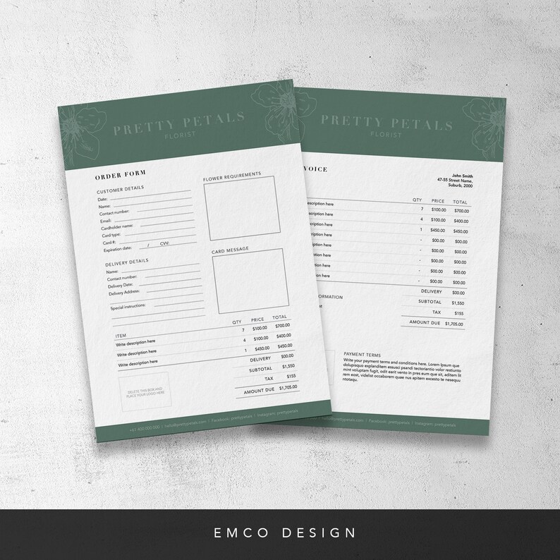 Florist Order Form Template | Florist Template | Order Form Design ...