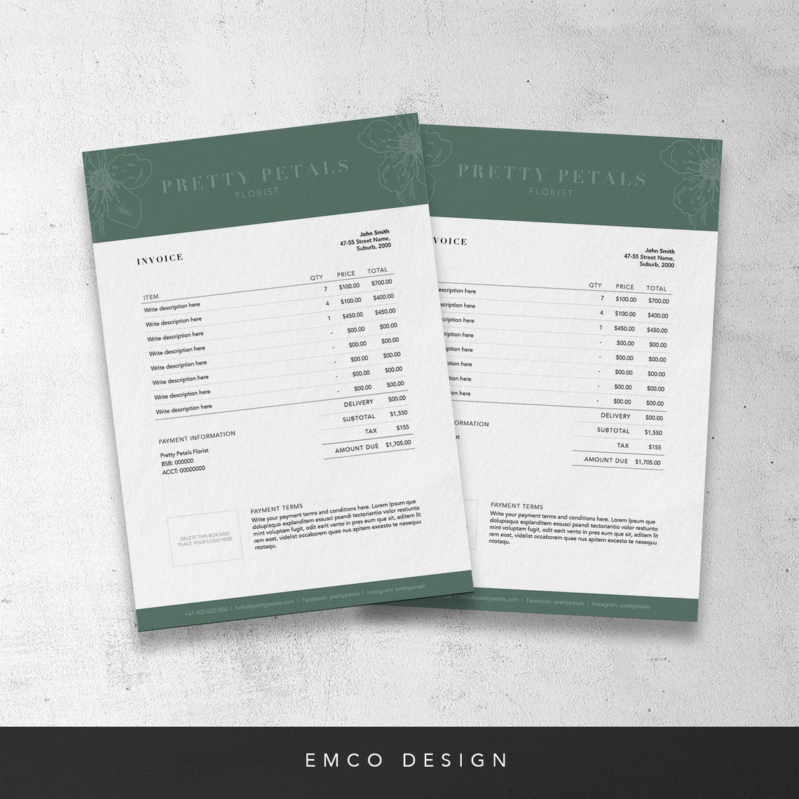 Florist Invoice Template | Invoice Design | Receipt | MS Word Invoice ...