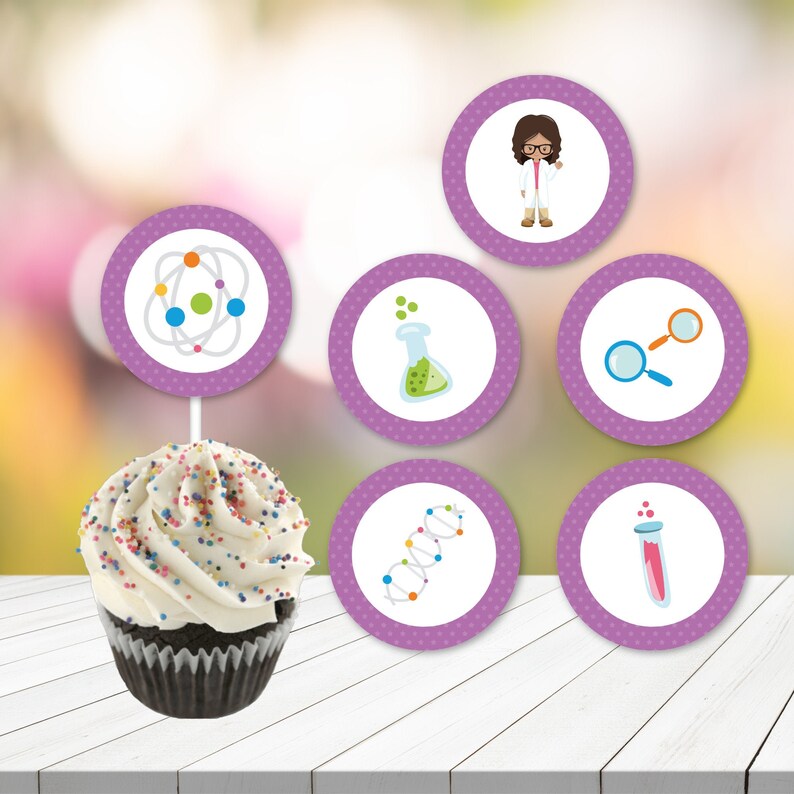 Science Cupcake Toppers, Science Birthday Party, Science Birthday ...