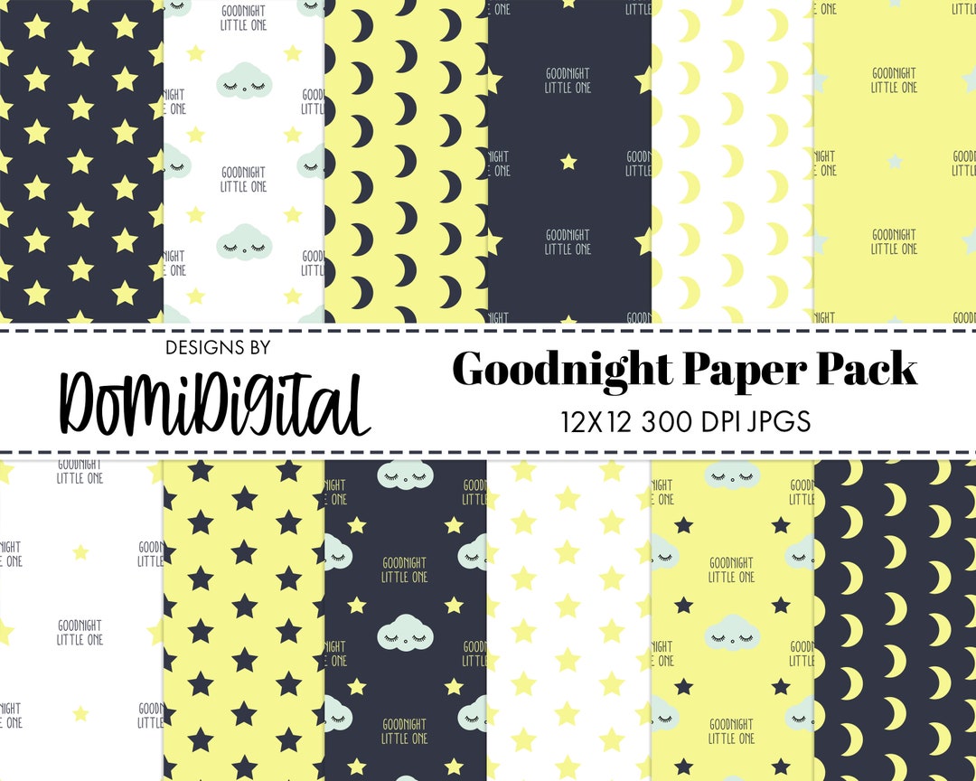 Goodnight Digital Paper Pack Bedtime, Seamless, Scrapbook Paper ...