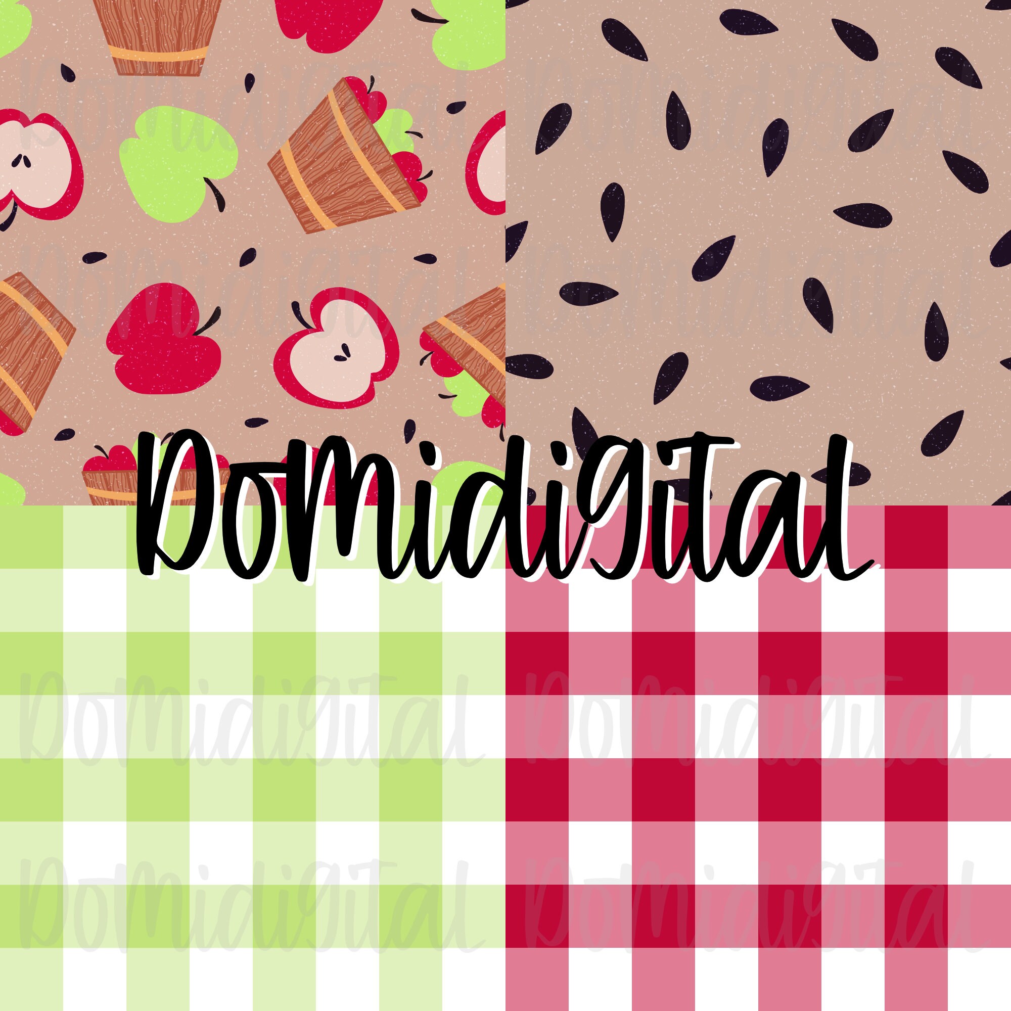 Apple picking seamless Collection /Apple seamless pattern / Orchard ...