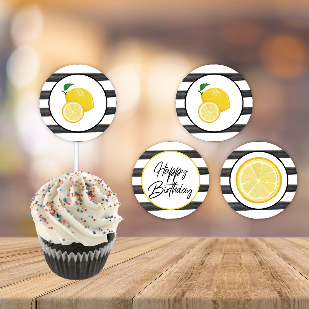 Lemon Cupcake Toppers Birthday Digital Download Printable Fruit Party ...