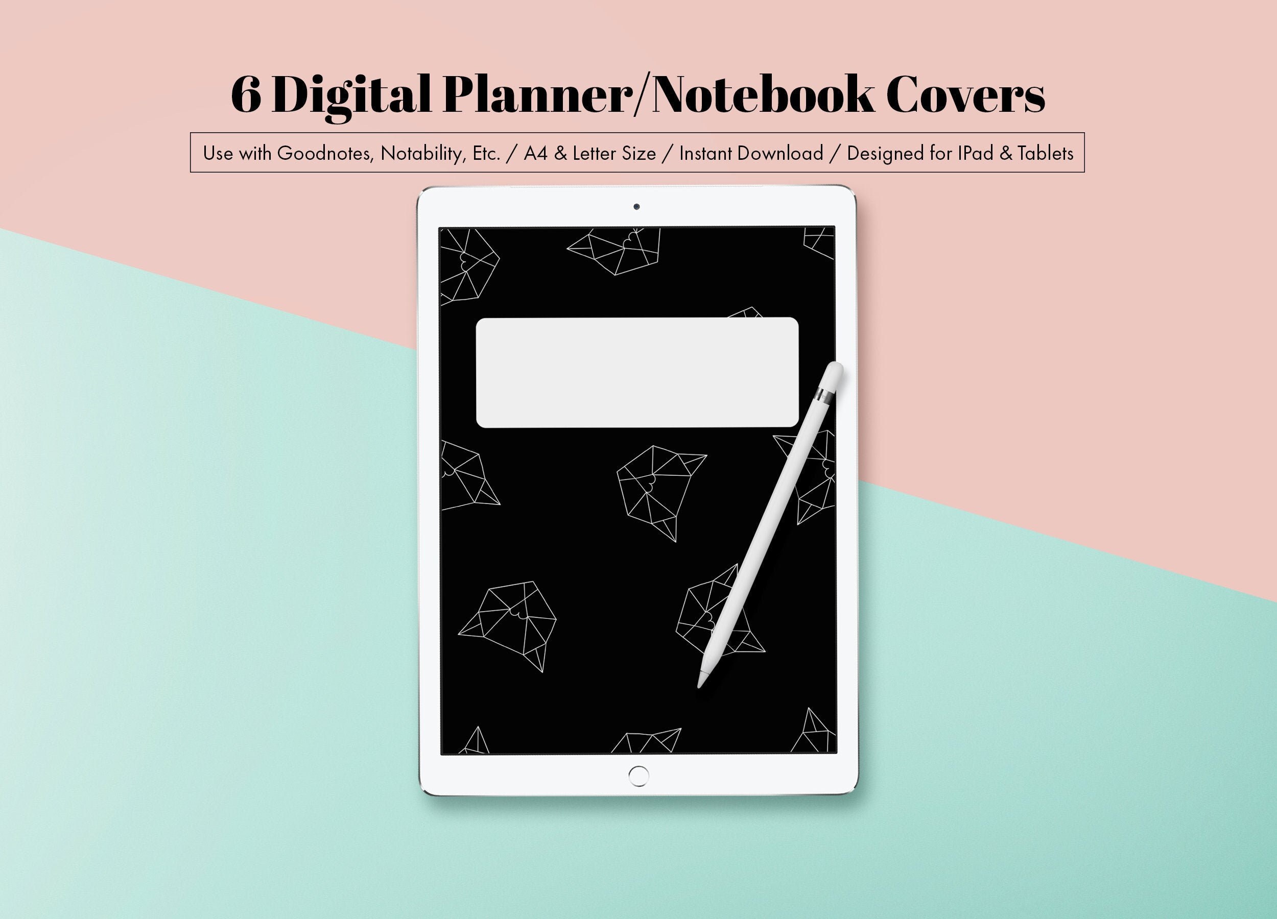 6 Cat Digital Notebook Covers, Goodnotes Cover, Notability Cover ...