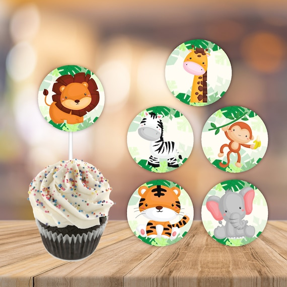 Jungle Themed Cupcake Toppers Jungle Watercolour Safari Themed Edible