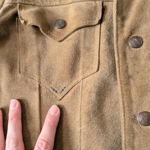 Vtg 60s IBEX Tan Brown Suede Leather Distressed Western Trucker Jacket ...