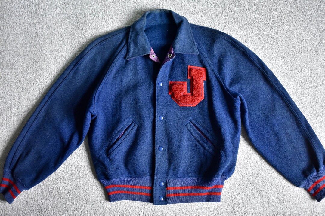 Vtg 60s Blue Wool College Varsity 'J' Letterman Jacket Coat 42 - Etsy