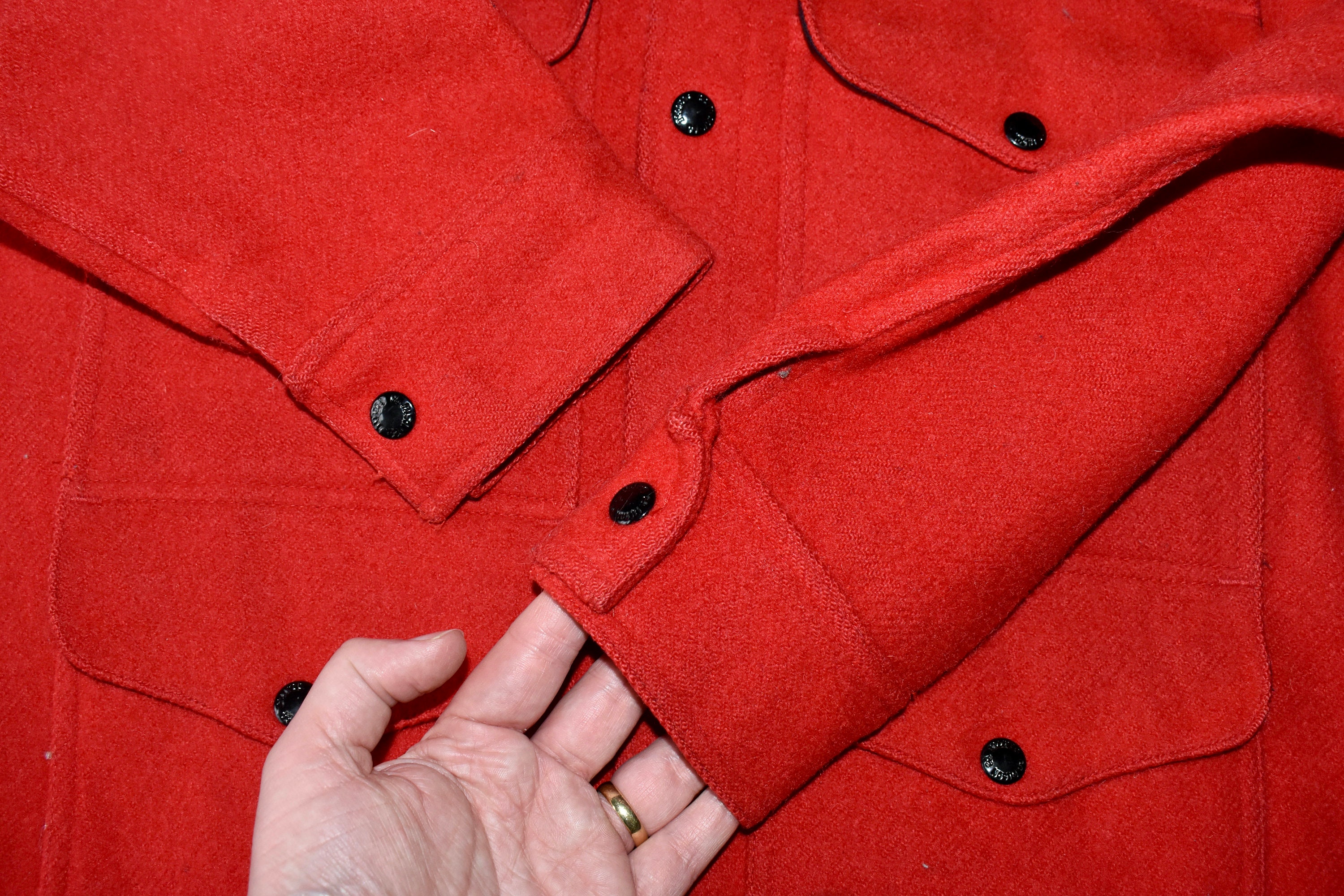 Vtg FILSON Red Mackinaw Wool Hunting Cruiser Jacket Coat Made in USA ...
