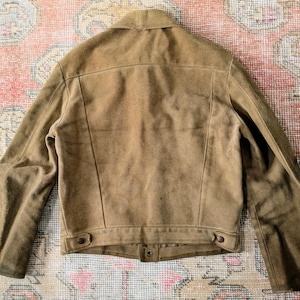 Vtg 60s IBEX Tan Brown Suede Leather Distressed Western Trucker Jacket ...