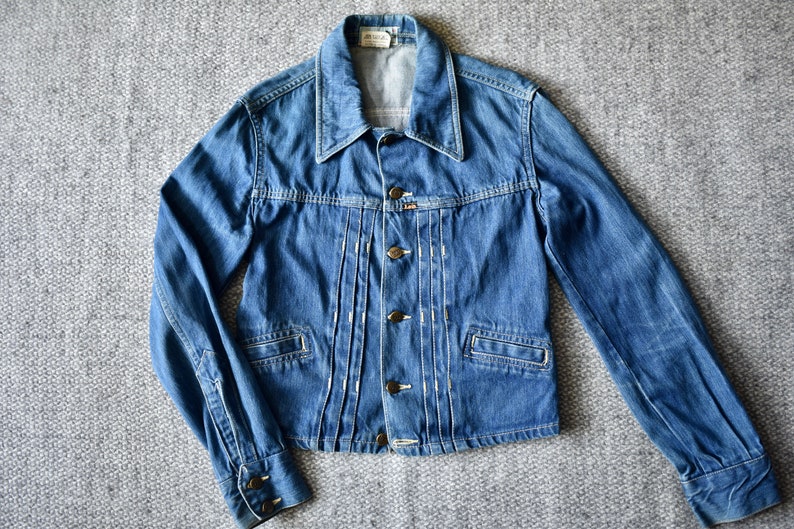 Vtg 60s 70s LOIS Blue Pleated Denim Type II Design Jean Jacket Small 38 ...