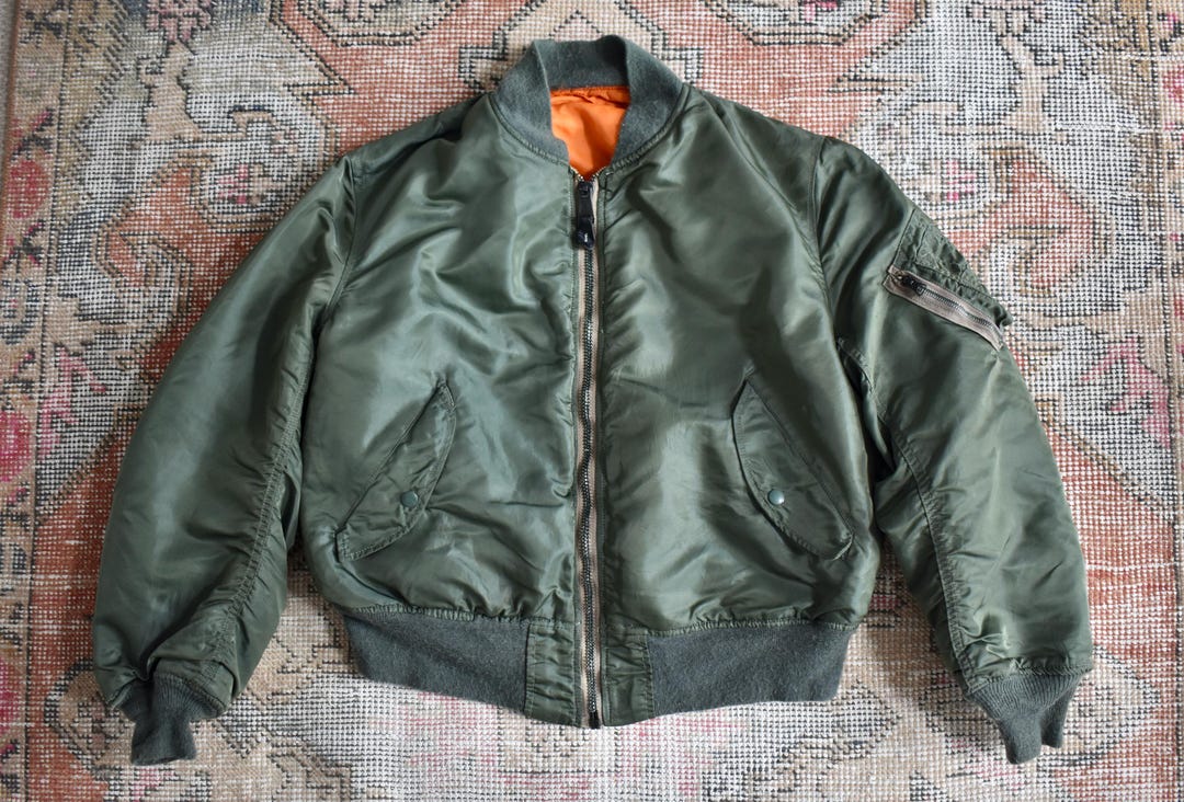 Vtg 70s 80s Alpha Industries USAF Type MA-1 Reversible Intermediate Bomber Flight Jacket Coat ...