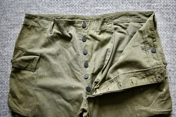 Vtg 1940s WWII WW2 US Army HBT Utility Combat Field T… - Gem