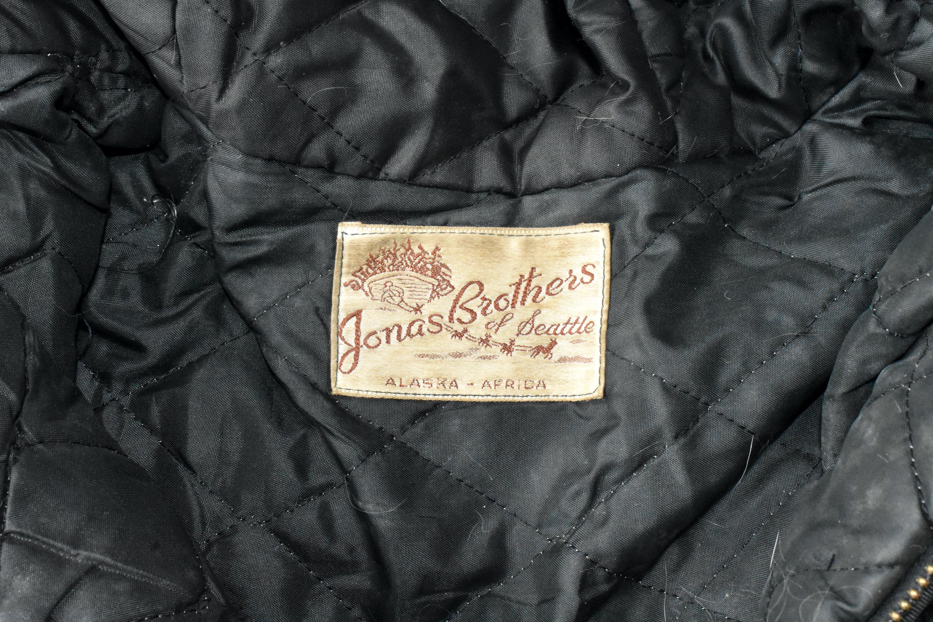 Vtg 50s 60s Jonas Brothers of Seattle Black Mouton Fur Coyote Hood Trim ...