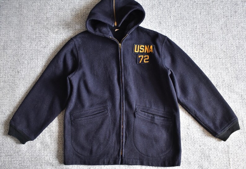 Vtg 70s USNA 1972 US Naval Academy Navy Wool Cadet Parka Midshipmen's ...