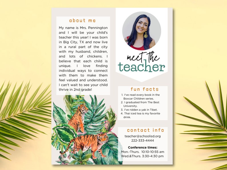 Editable Meet the Teacher Letter Jungle Theme Boho Jungle - Etsy