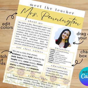 SUNFLOWER Meet the Teacher Letter Template | Editable Meet the Teacher ...