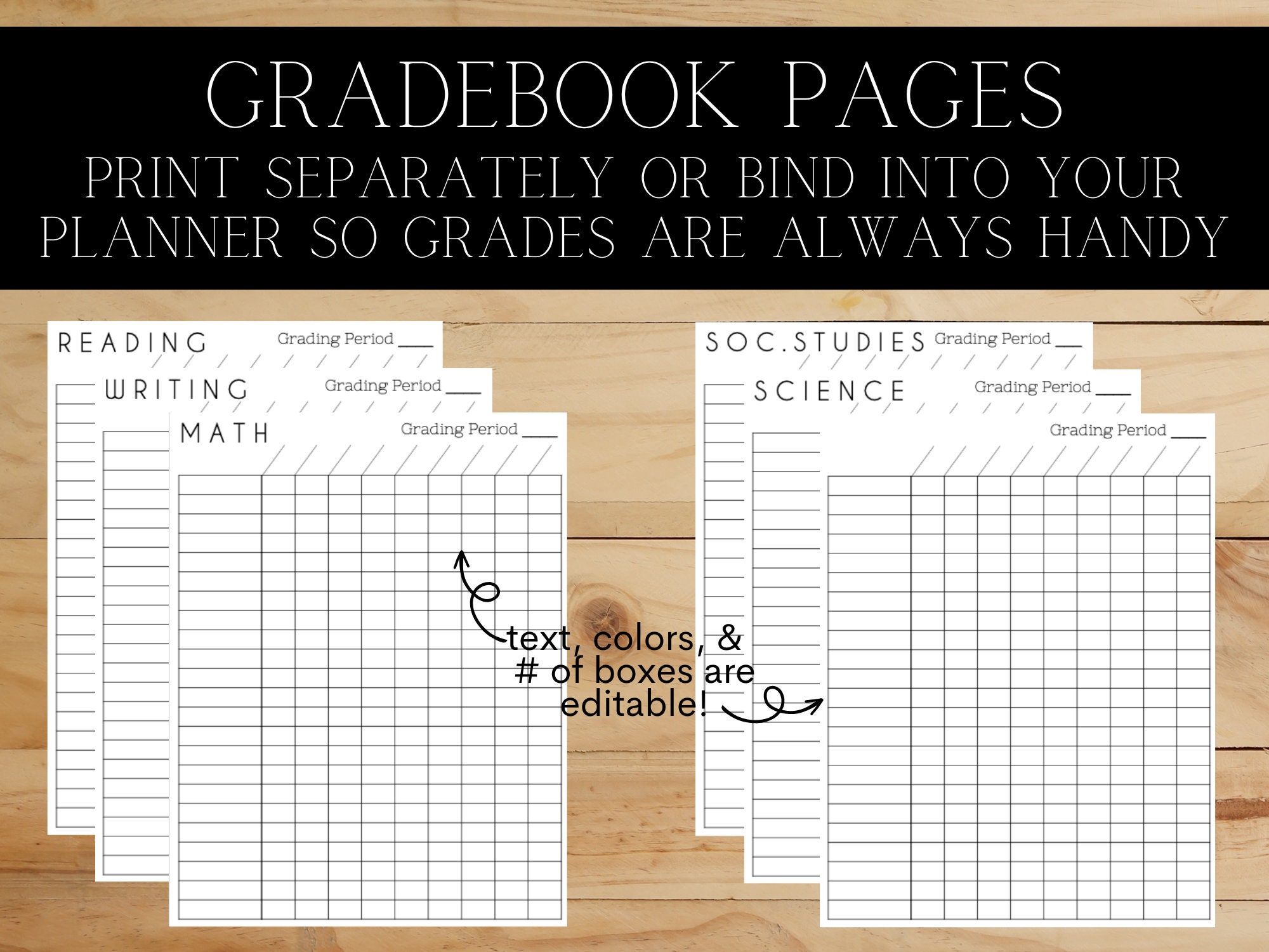 Simple Teacher Planner FULLY EDITABLE Printable Black and White Modern ...