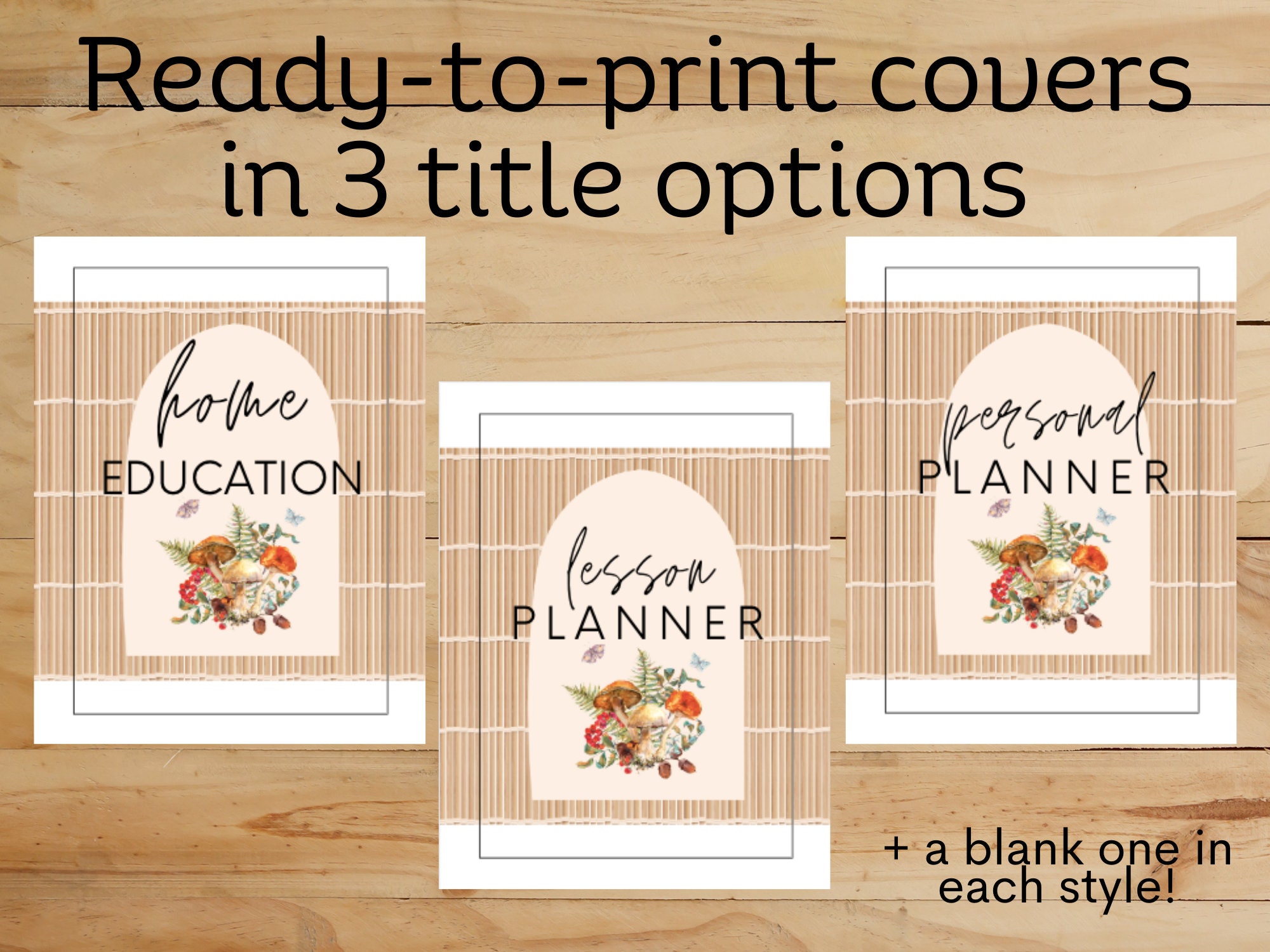 EDITABLE Bamboo Boho Planner Covers | Teacher and Homeschool Planner ...