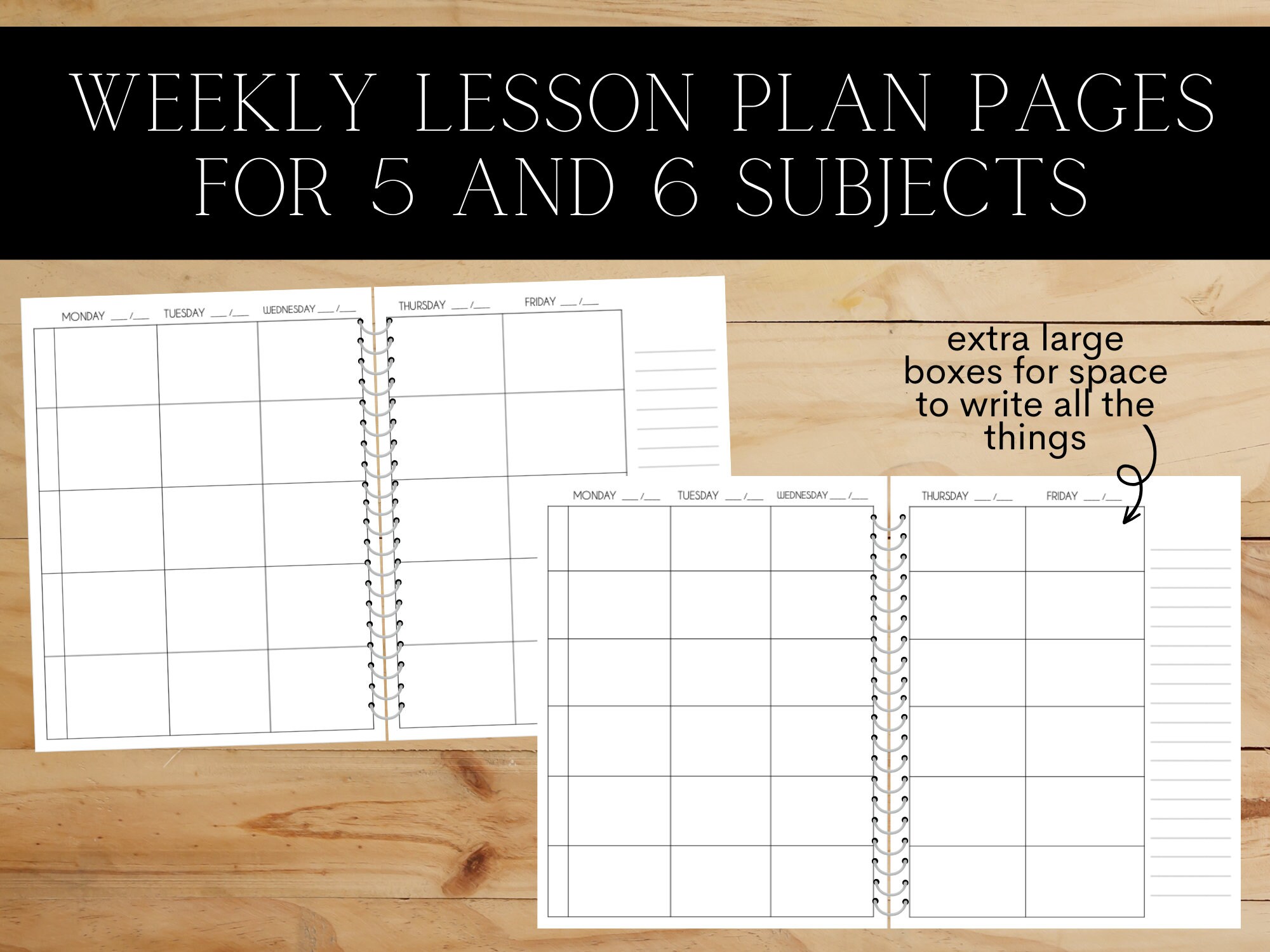 Simple Teacher Planner FULLY EDITABLE Printable Black and White Modern ...