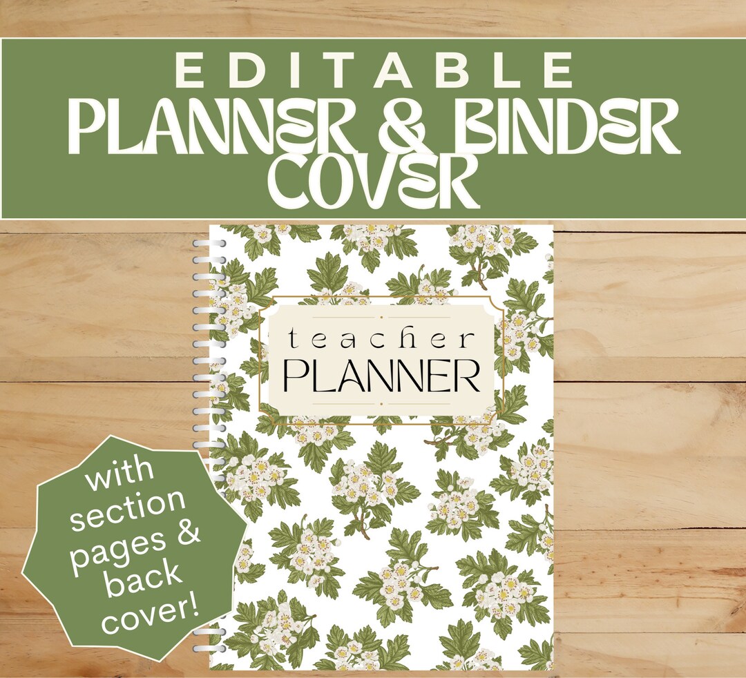 Vintage Floral Printable Planner Cover - Editable Binder Cover Pages ...