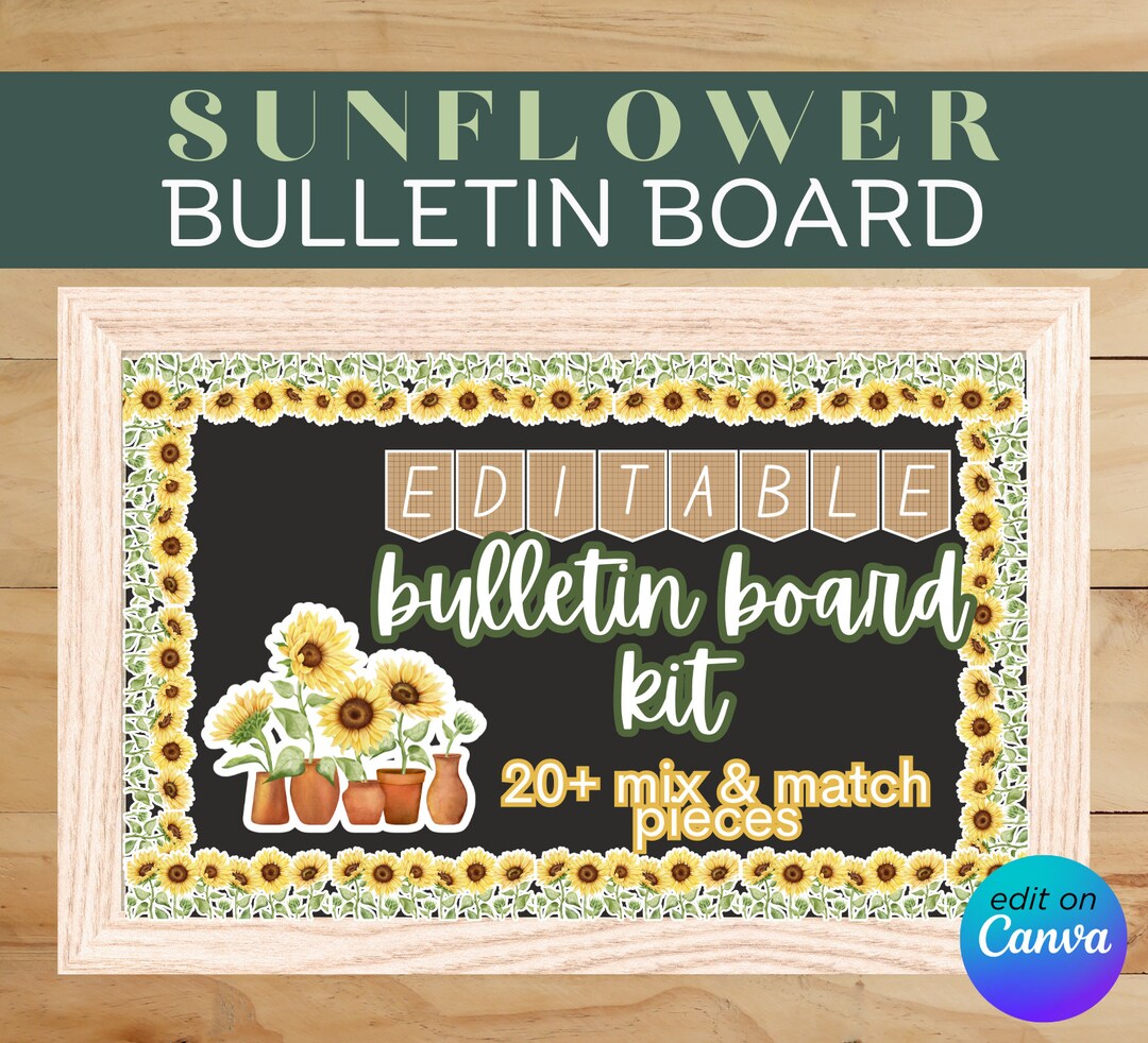 Sunflower Bulletin Board Kit - Editable Bulletin Board Decor for ...