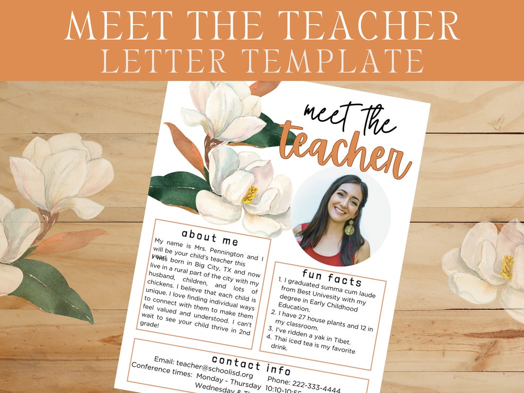Watercolor Magnolia Theme Meet the Teacher Letter Template ...