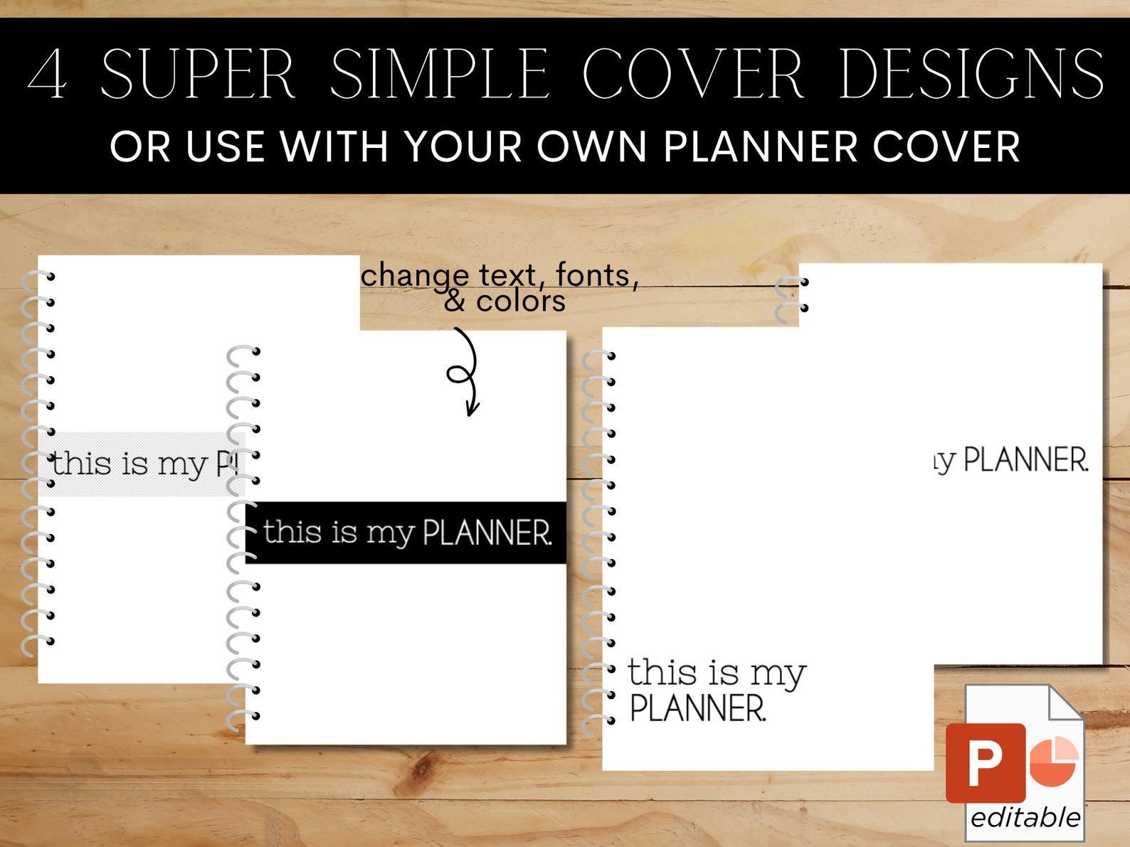 Simple Teacher Planner FULLY EDITABLE Printable Black and White Modern ...