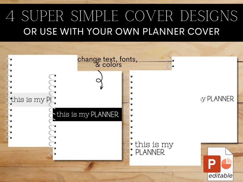 Simple Teacher Planner FULLY EDITABLE Printable Black and White Modern ...