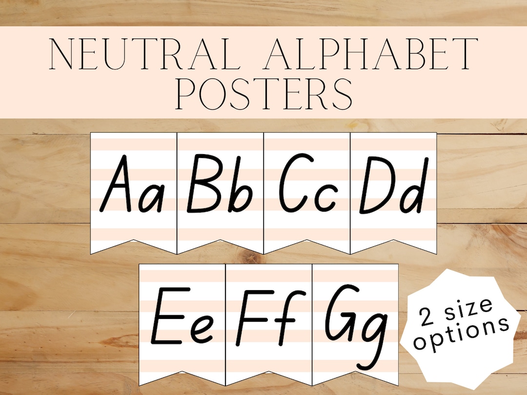 Neutral Alphabet Posters - Bunting Style ABC Cards for the Classroom - Etsy
