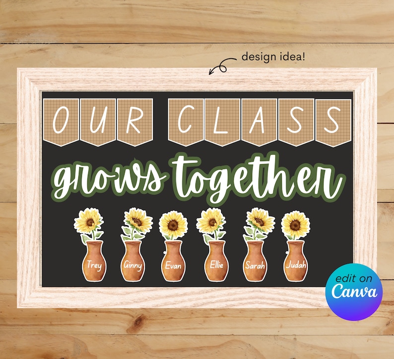 Sunflower Bulletin Board Kit - Editable Bulletin Board Decor for ...