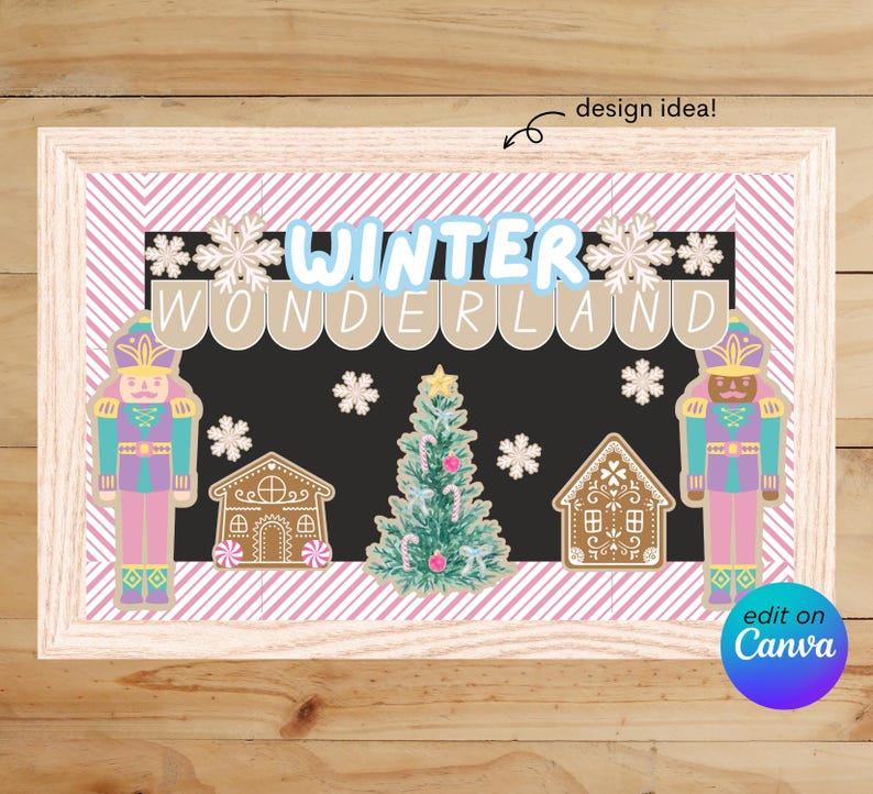 Pastel Christmas Bulletin Board Kit | Editable Candy & Gingerbread ...