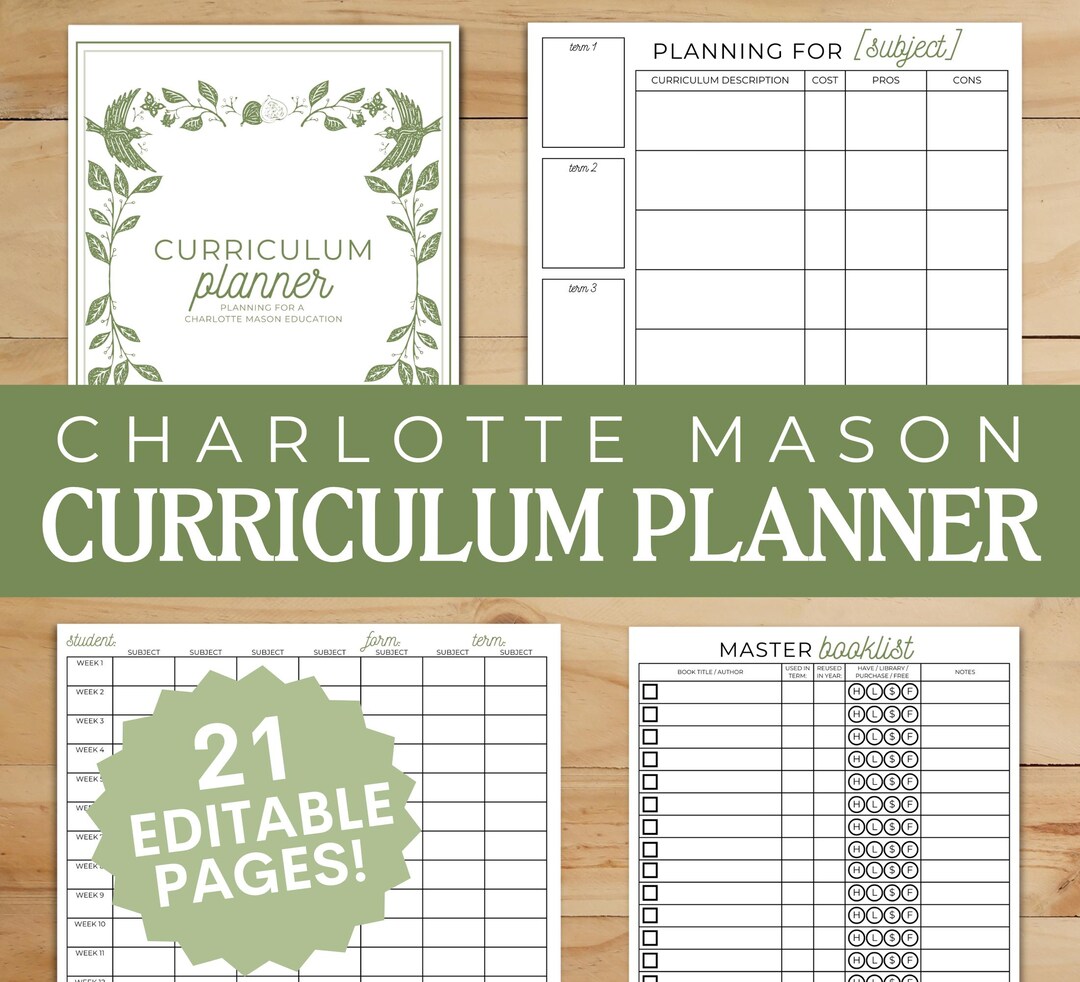 Charlotte Mason Curriculum Planner | Printable Book List Templates ...