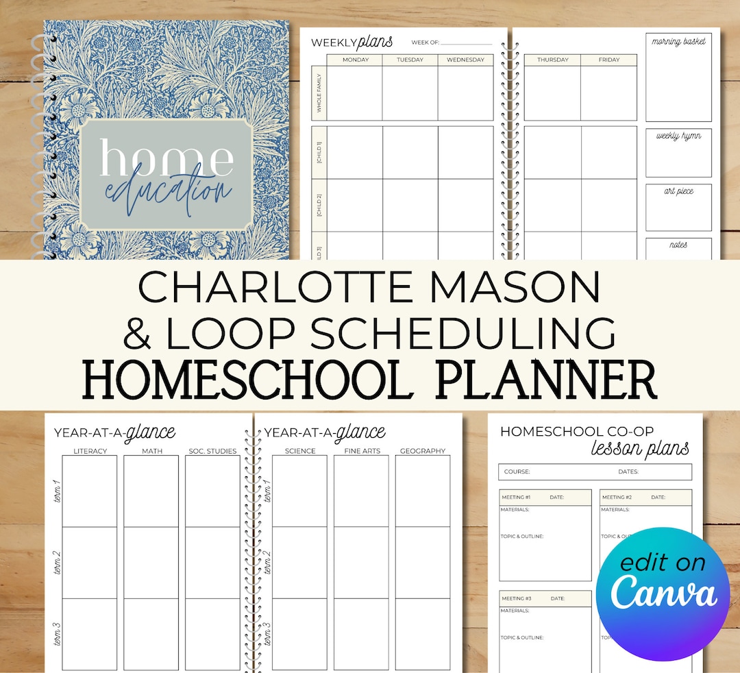 100% EDITABLE Ultimate Homeschool Planner - Charlotte Mason + Loop ...
