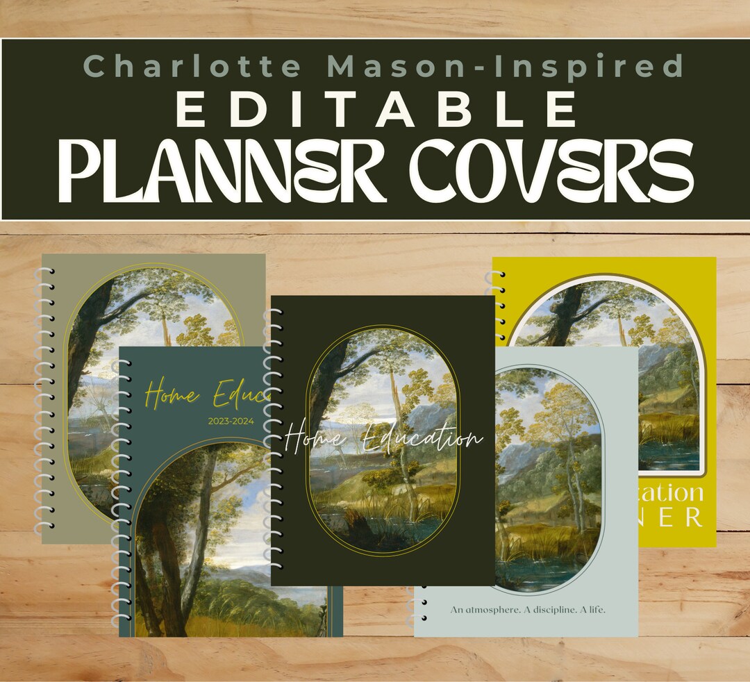 Charlotte Mason-inspired Homeschool Planner Covers - Editable & Ready ...