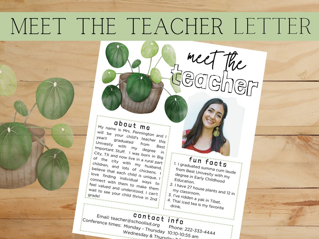 Neutral & Simple Plant Theme Meet the Teacher Letter | Fully Editable ...