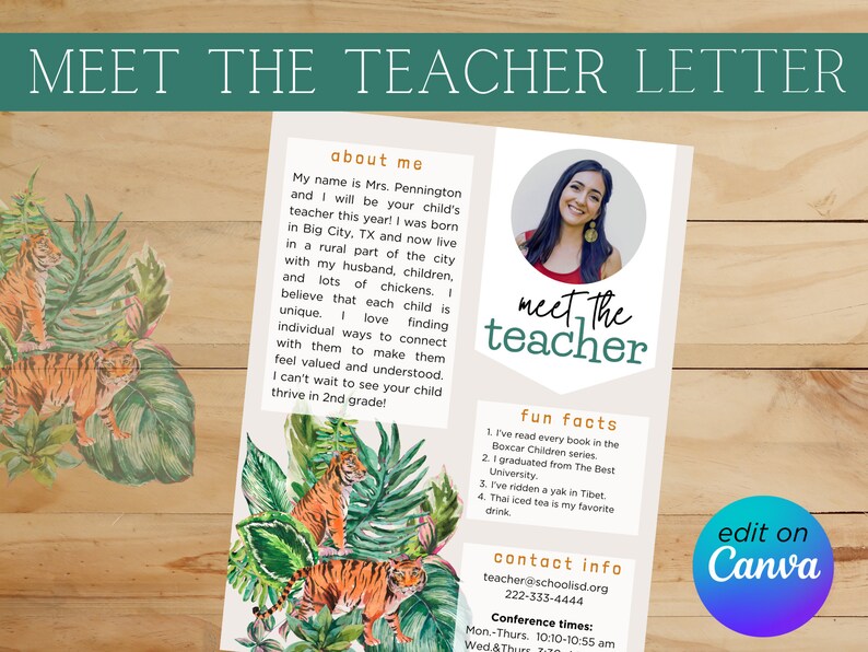 Editable Meet the Teacher Letter Jungle Theme Boho Jungle - Etsy