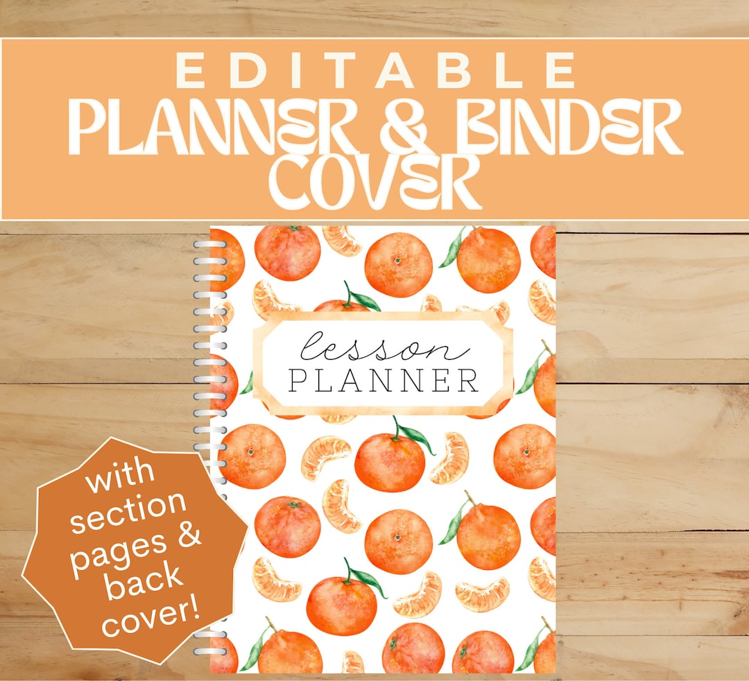 Watercolor Oranges Planner Cover Pages | EDITABLE Planner Covers for ...
