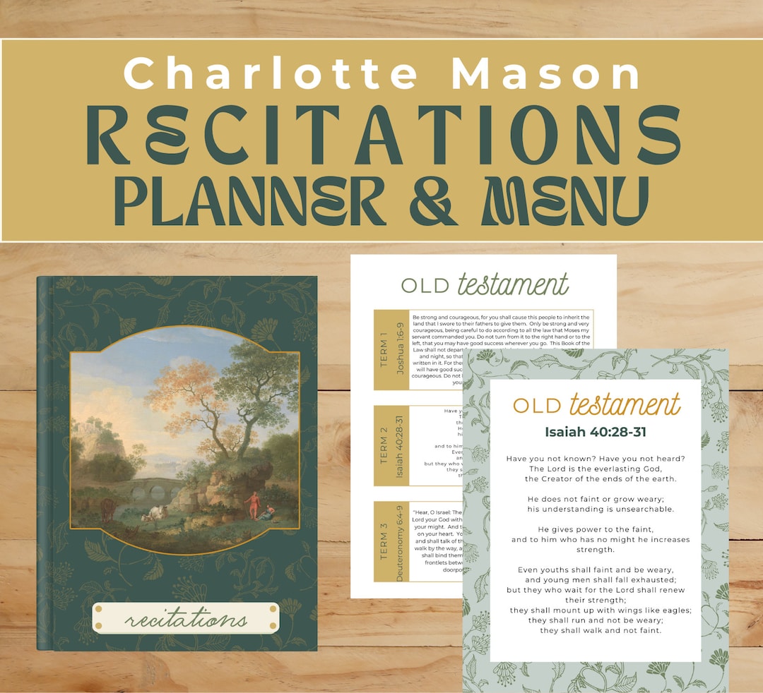 Charlotte Mason Recitations Planner & Menu - Memory Work Planner and ...