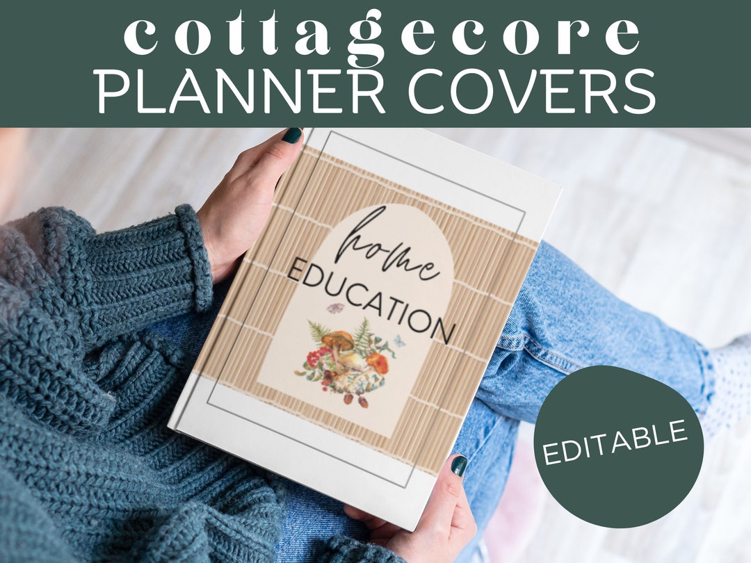 EDITABLE Cottagecore Planner Covers | Personal + Teacher + Homeschool ...