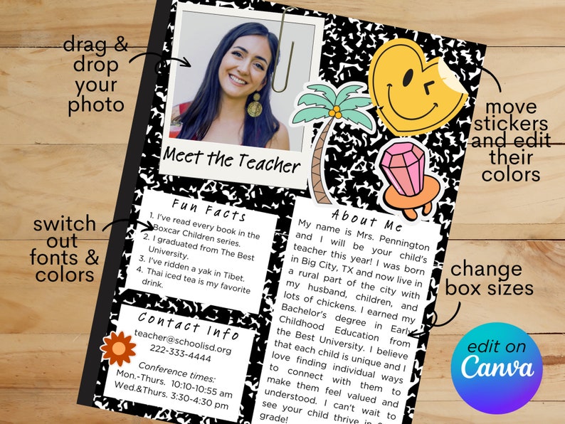 90s Theme Meet the Teacher Letter Editable Template - Retro Journal - Etsy