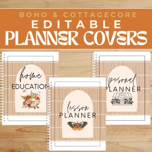 EDITABLE Bamboo Boho Planner Covers | Teacher and Homeschool Planner ...