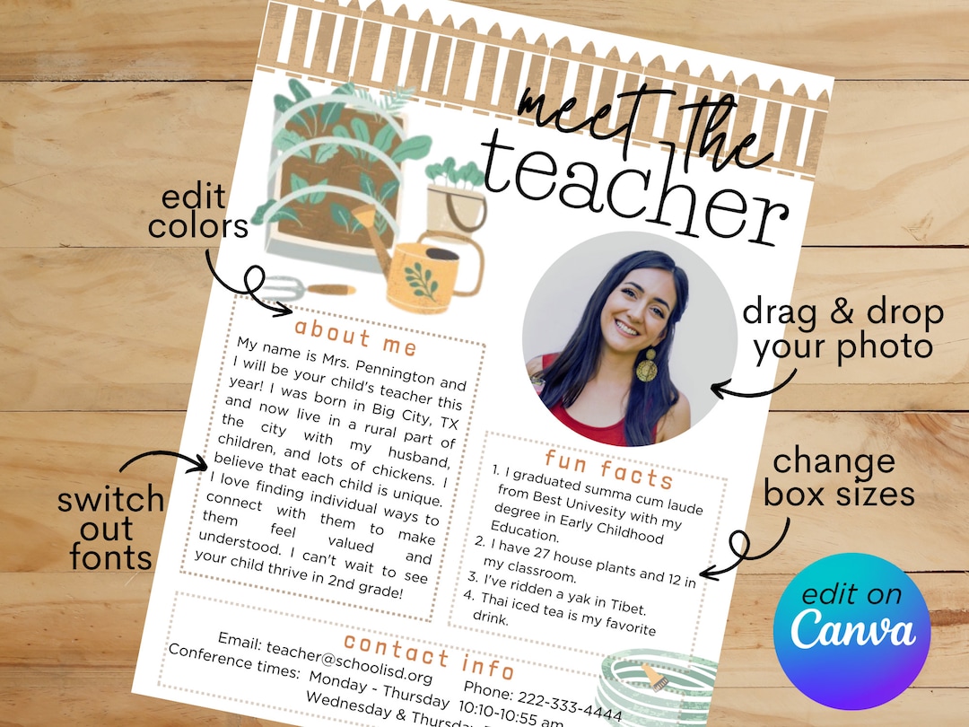 Garden Theme Meet the Teacher Letter Template - Garden Classroom Decor ...