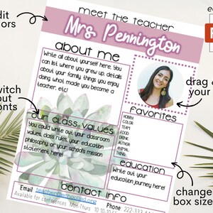 Meet the Teacher Letter Template - Pastel Succulent Theme *100% ...