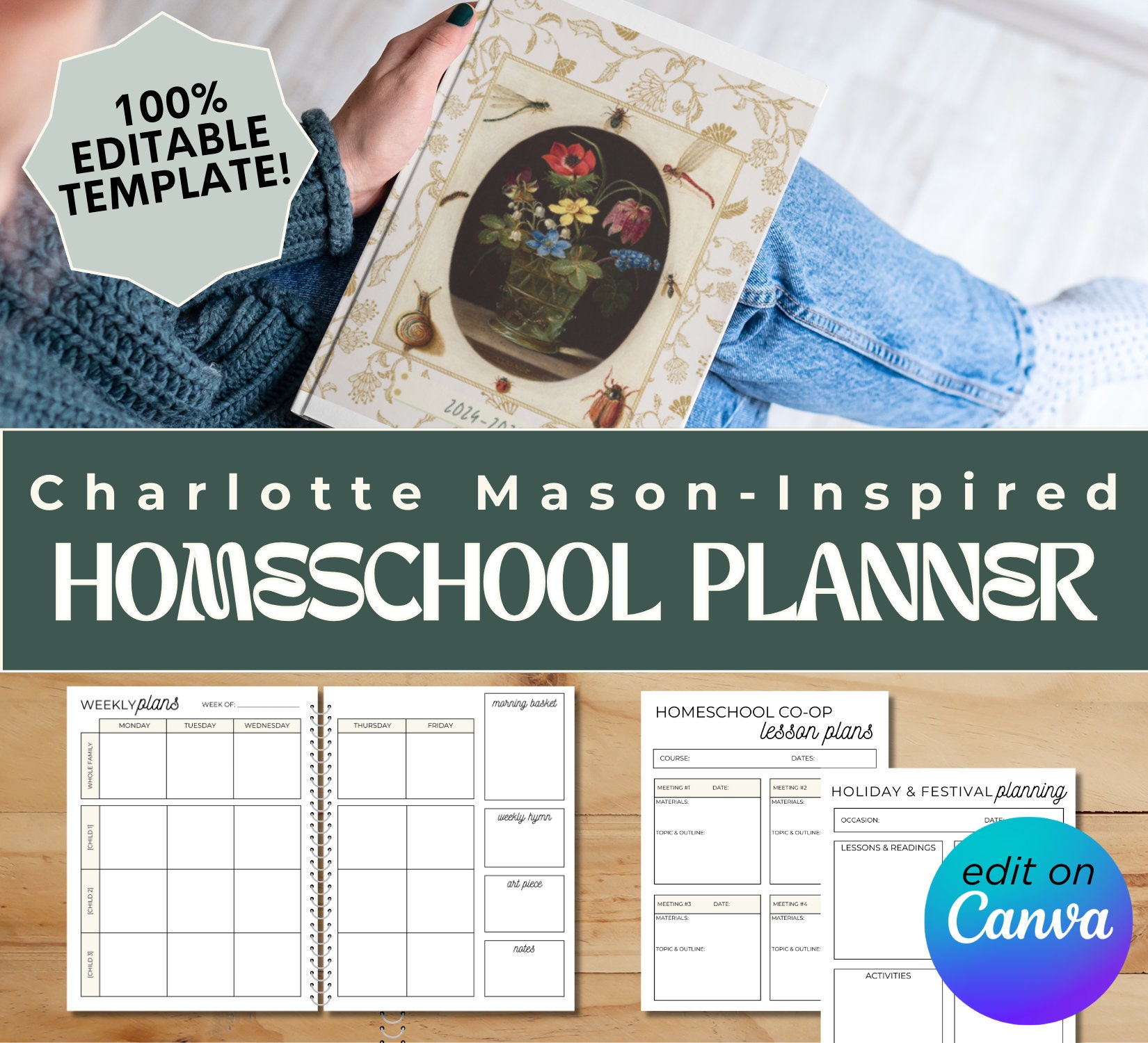 Charlotte Mason Inspired Homeschool Planner FULLY EDITABLE ...